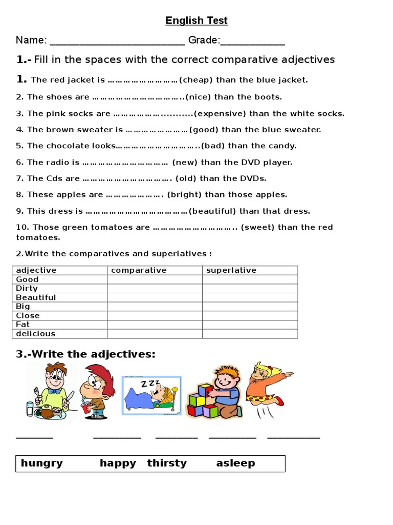 Comparative Adjectives Practice Test | PDF