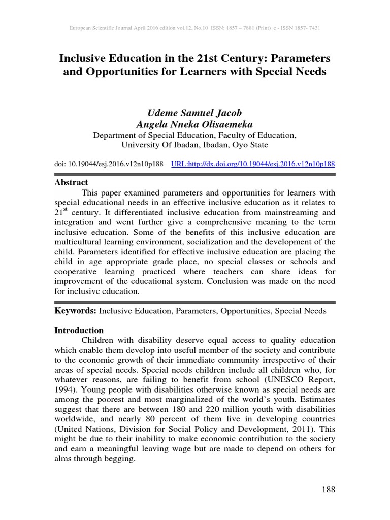 Inclusive Education in The 21st Century | PDF | Inclusion (Education ...