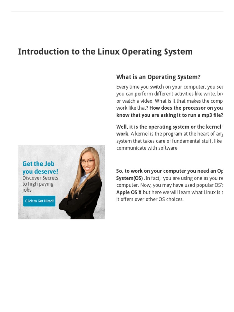 Introduction To The Linux Operating System | PDF | Linux | Operating System