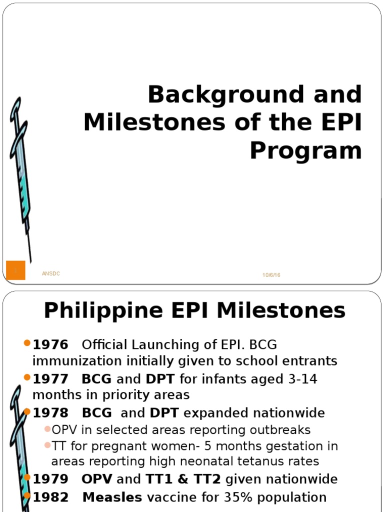 Background and Milestones of the EPI Program | Health System | Vaccines