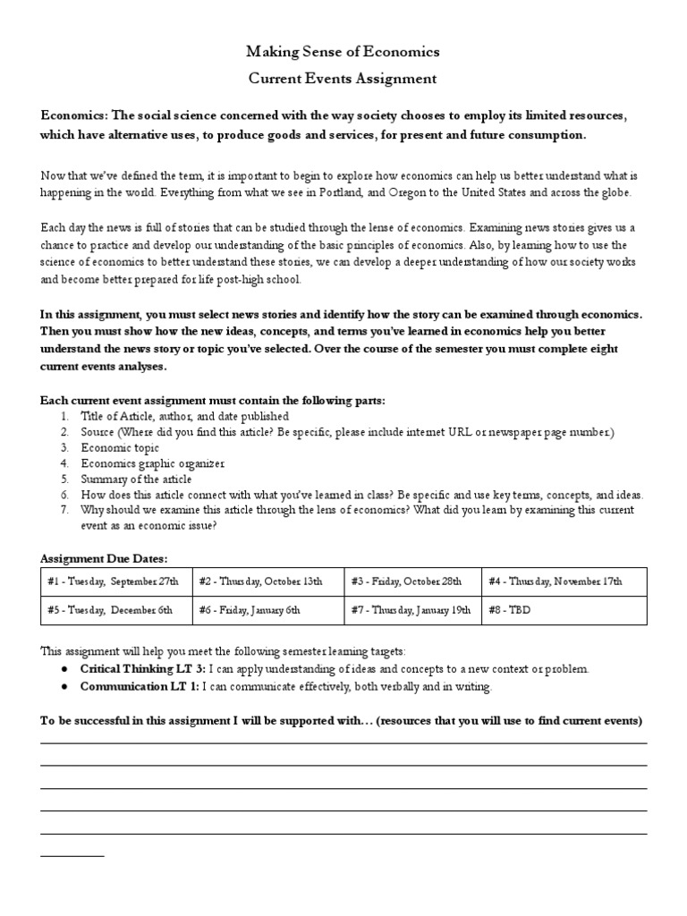 Economics in Current Events Analysis | PDF | News | Economics