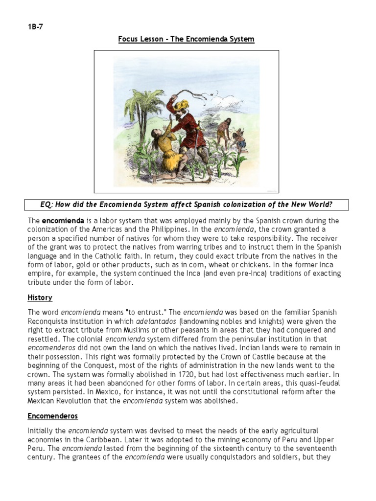 The Encomienda System Notes | PDF | Colonization Of The Americas ...