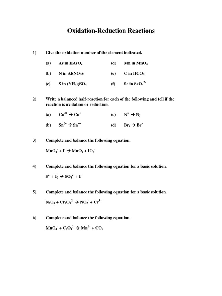 Oxidation-Reduction Reactions | PDF