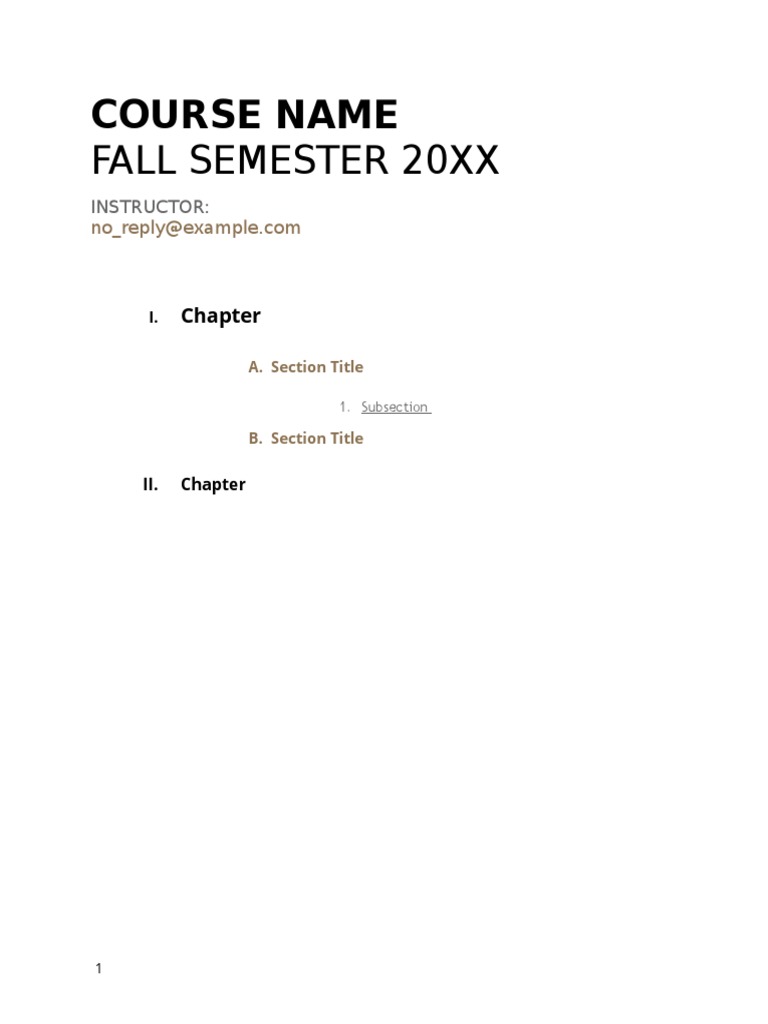 Fall Semester 20Xx: Course Name | PDF