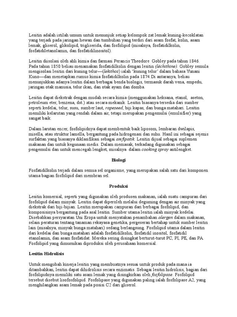 Lesitin Adalah Istilah Umum Untuk Menunjuk Setiap Kelompok Zat Lemak ...