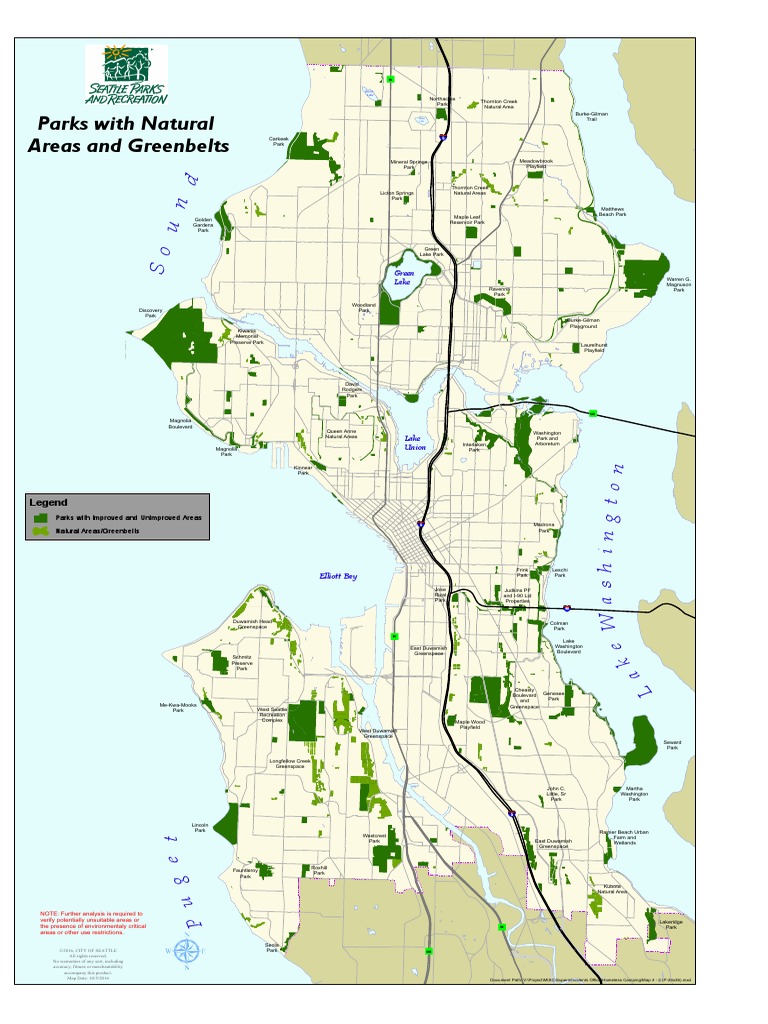 Map of Seattle Parks With Natural Areas and Greenbelts | PDF