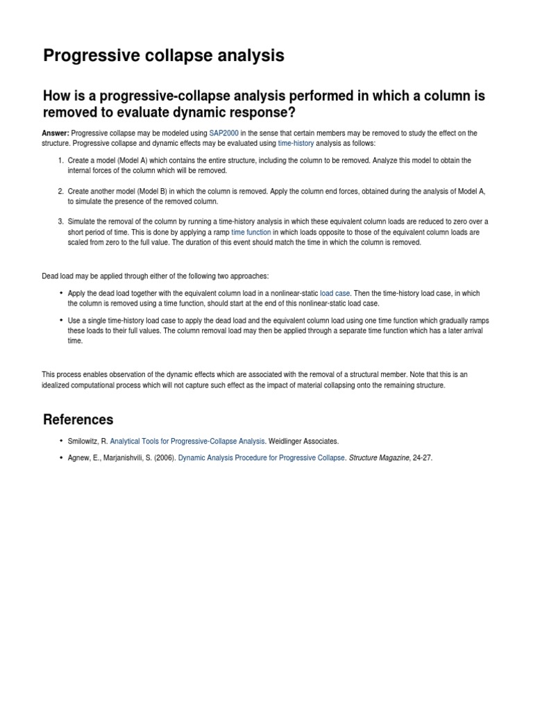 Progressive Collapse Analysis Sap2000 | PDF