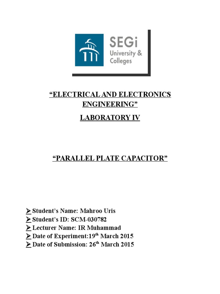 Parallel Plate Capacitor Experiment | PDF | Capacitor | Force