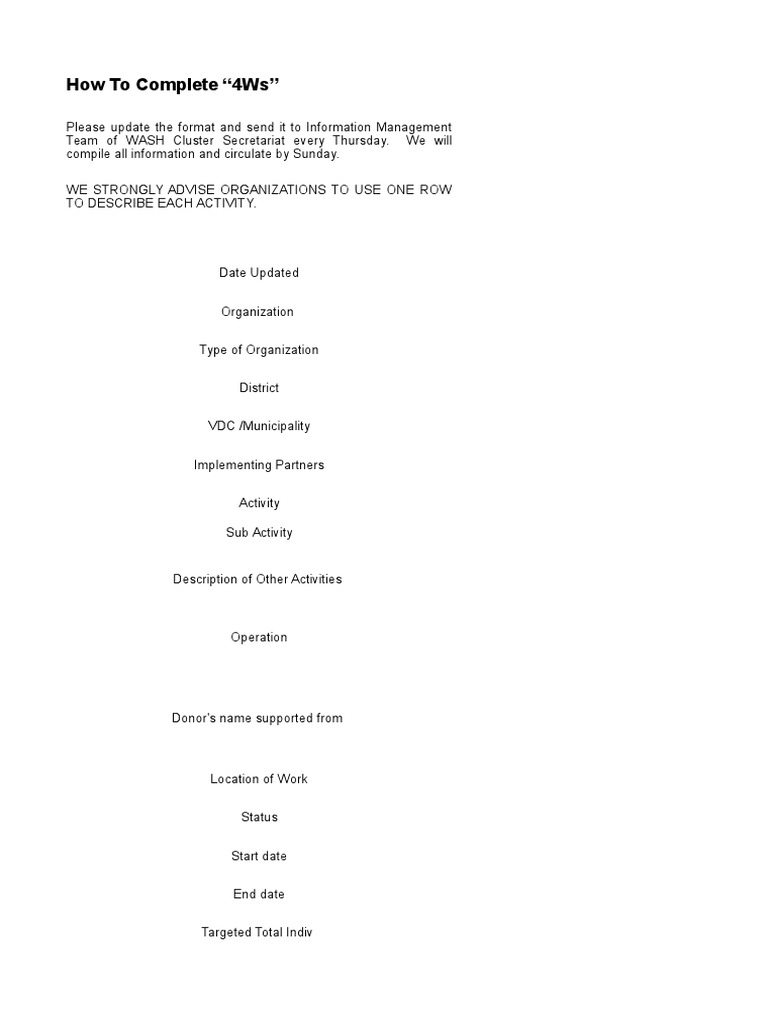 Wash 4w Template | PDF | Water Management | Water Pollution