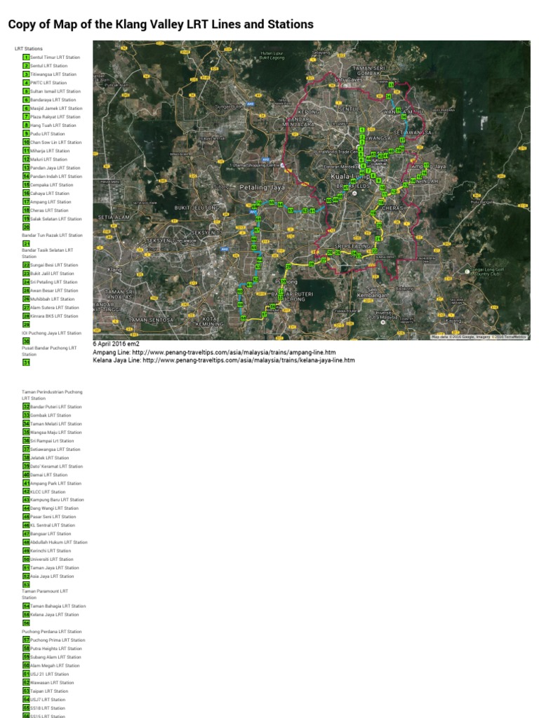 Map of The Klang Valley LRT Lines and Stations | PDF