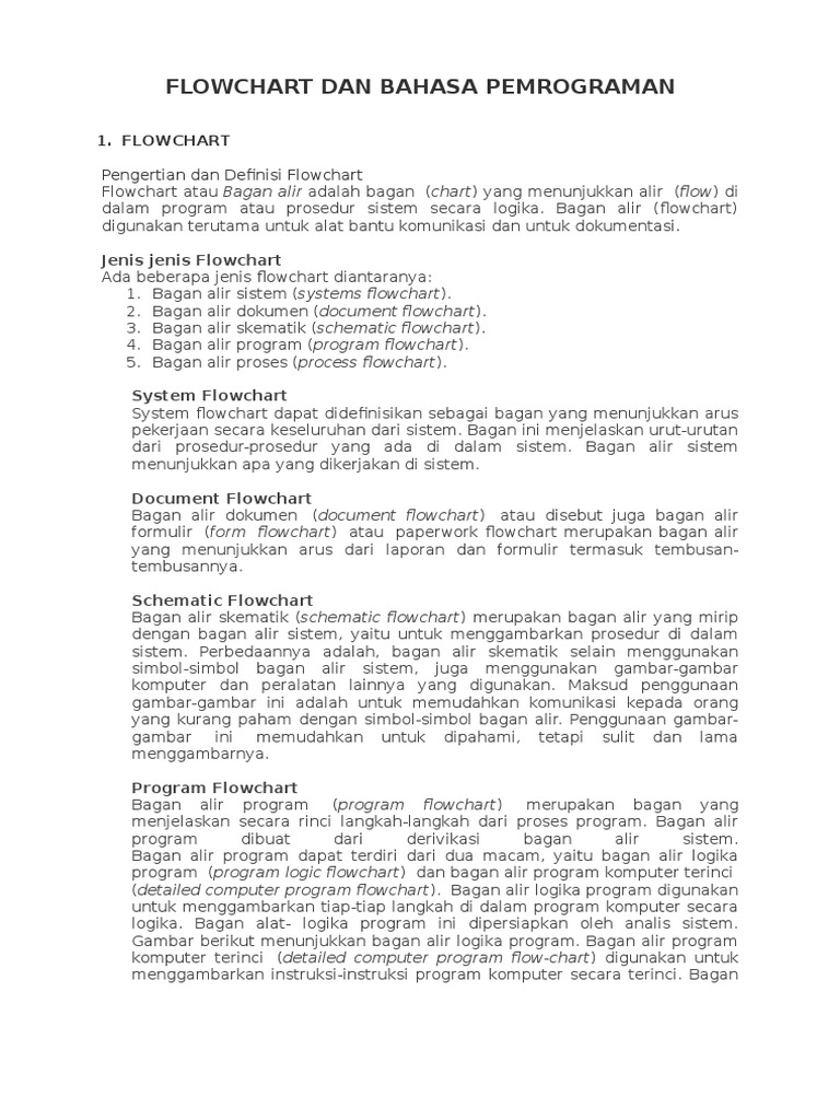 Flowchart Dan Bahasa Pemrograman | PDF | Seni | Teknologi & Rekayasa