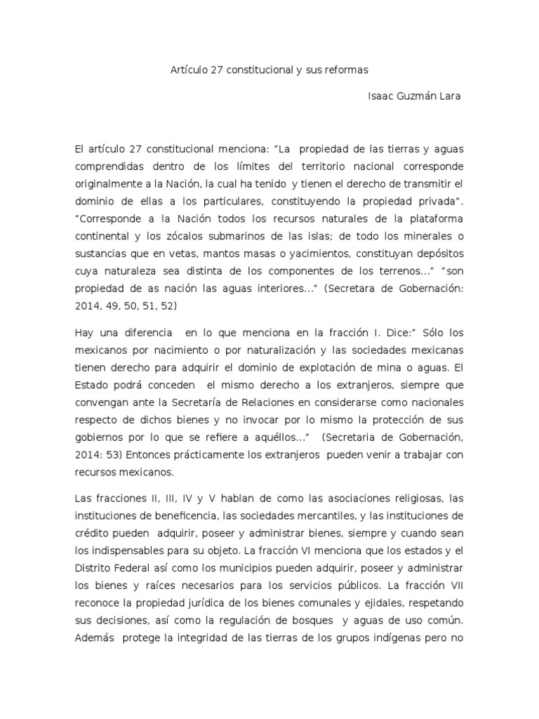 El Artículo 27 Constitucional | PDF | México | Propiedad
