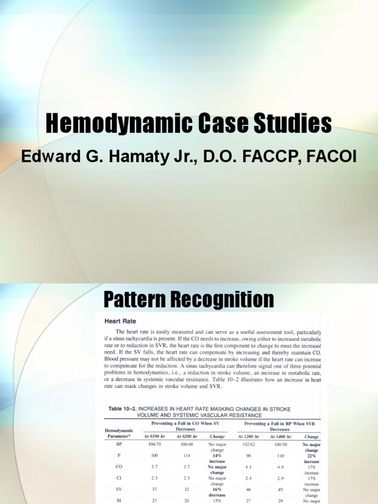 Hemodynamic Case Studies: Edward G. Hamaty JR., D.O. FACCP, FACOI | PDF ...