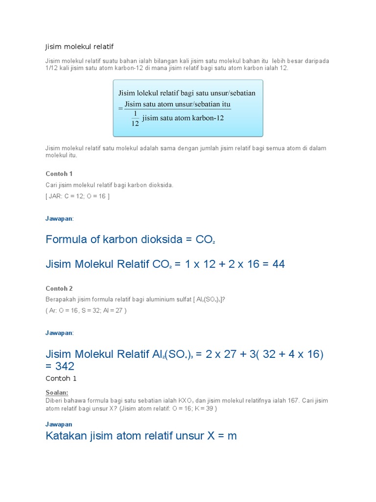 Jisim Molekul Relatif | PDF