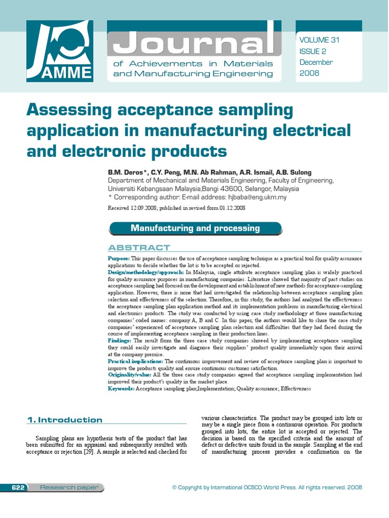 Assessing Acceptance Sampling | PDF | Sampling (Statistics ...