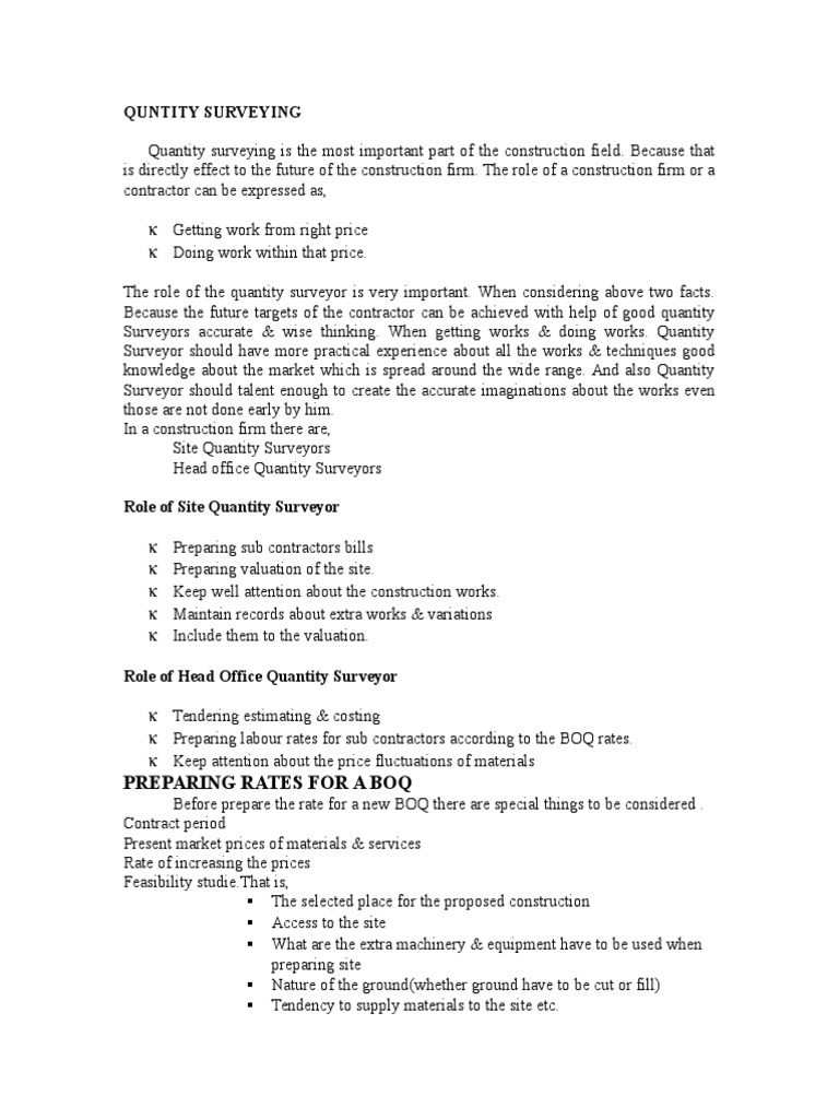 Quntity Surveying | Invoice | Surveying