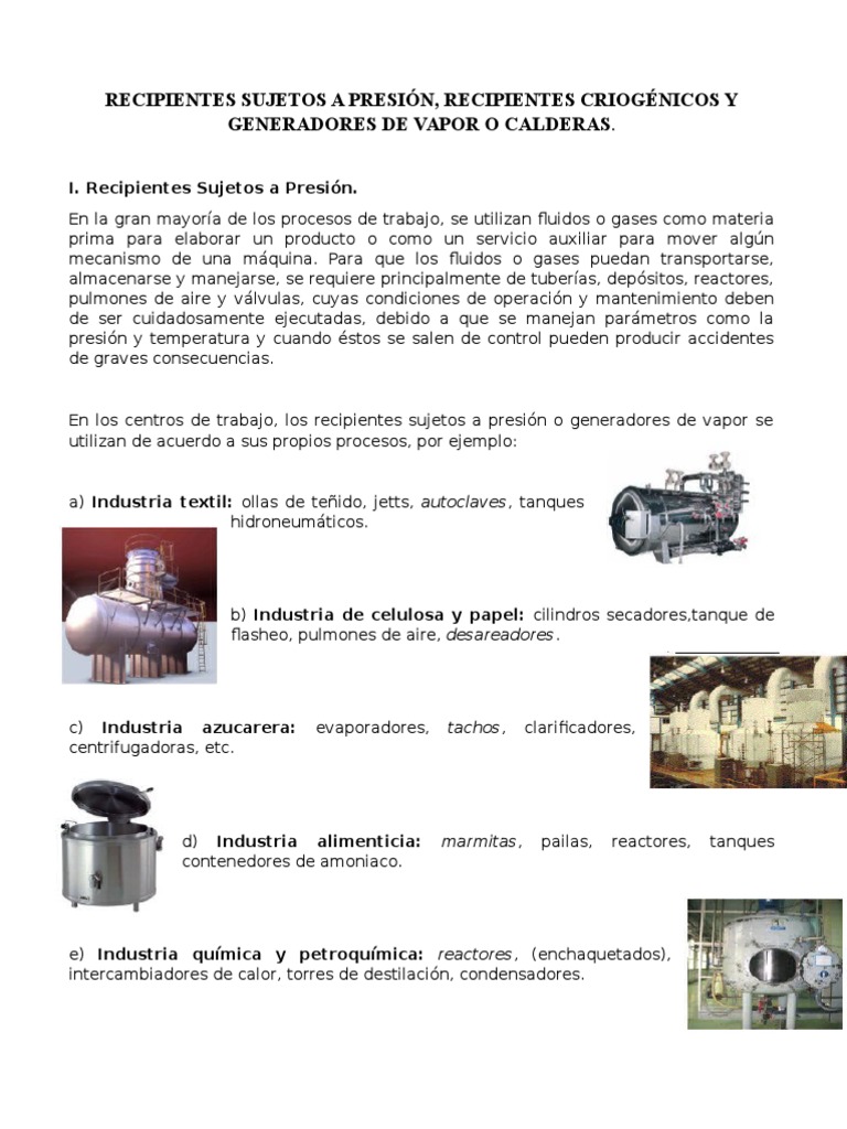 Recipientes Sujetos a Presión | Máquina de vapor | Caldera