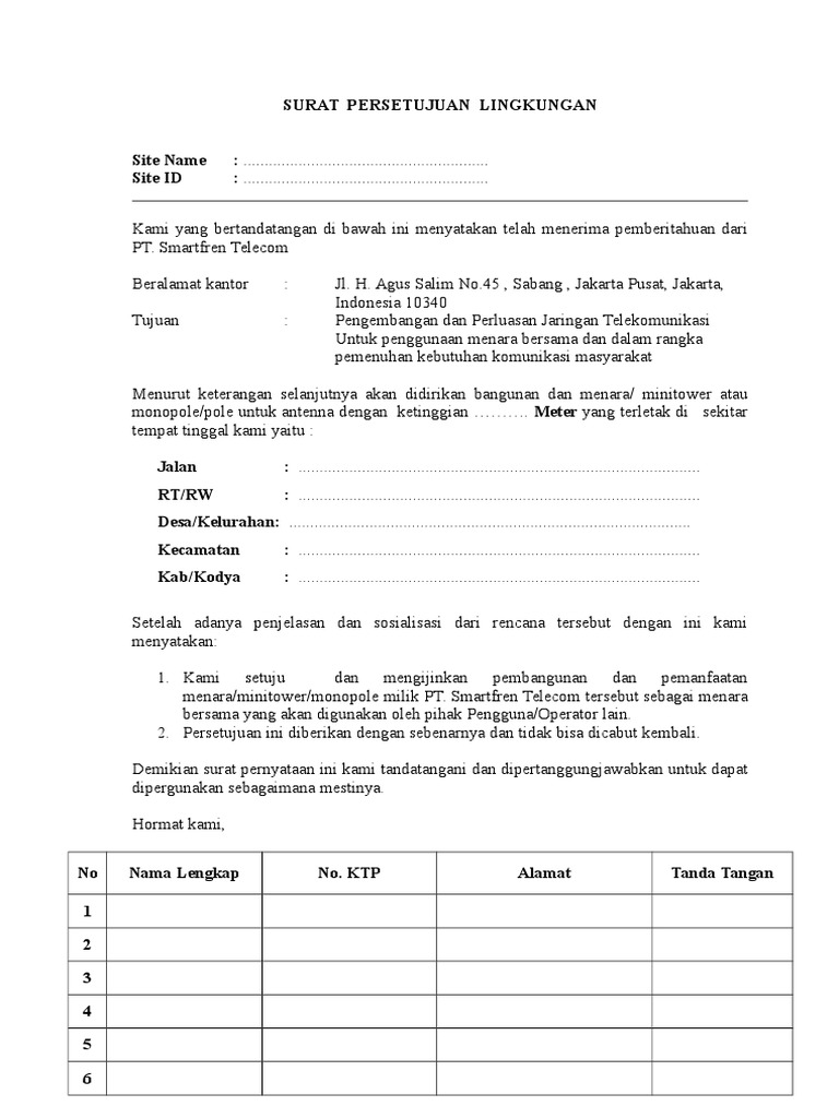 Surat Persetujuan Lingkungan | PDF