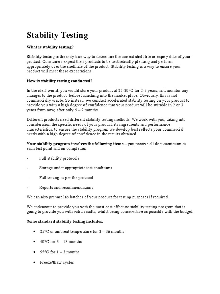 Cosmetic Stability Testing Overview | PDF | Shelf Life | Cosmetics