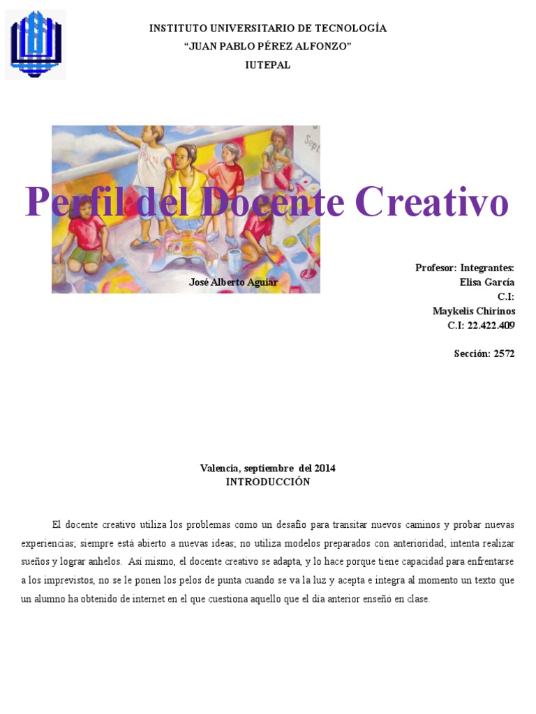 Perfil Del Docente Creativo | PDF | Creatividad | Maestros