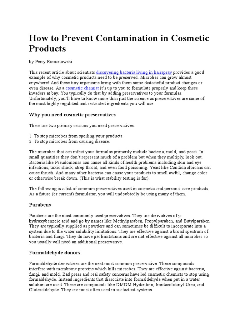 How To Prevent Contamination in Cosmetic Products | PDF | Microorganism ...