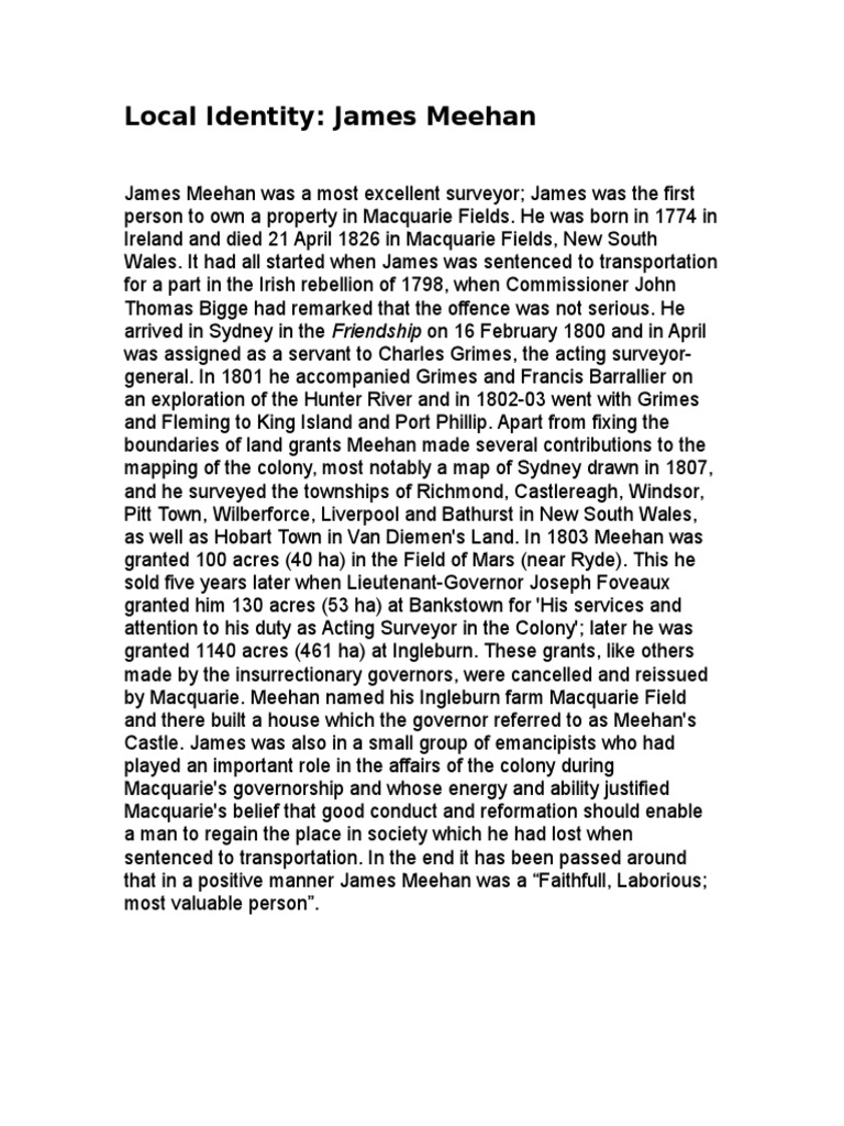 Local Identity: James Meehan | PDF