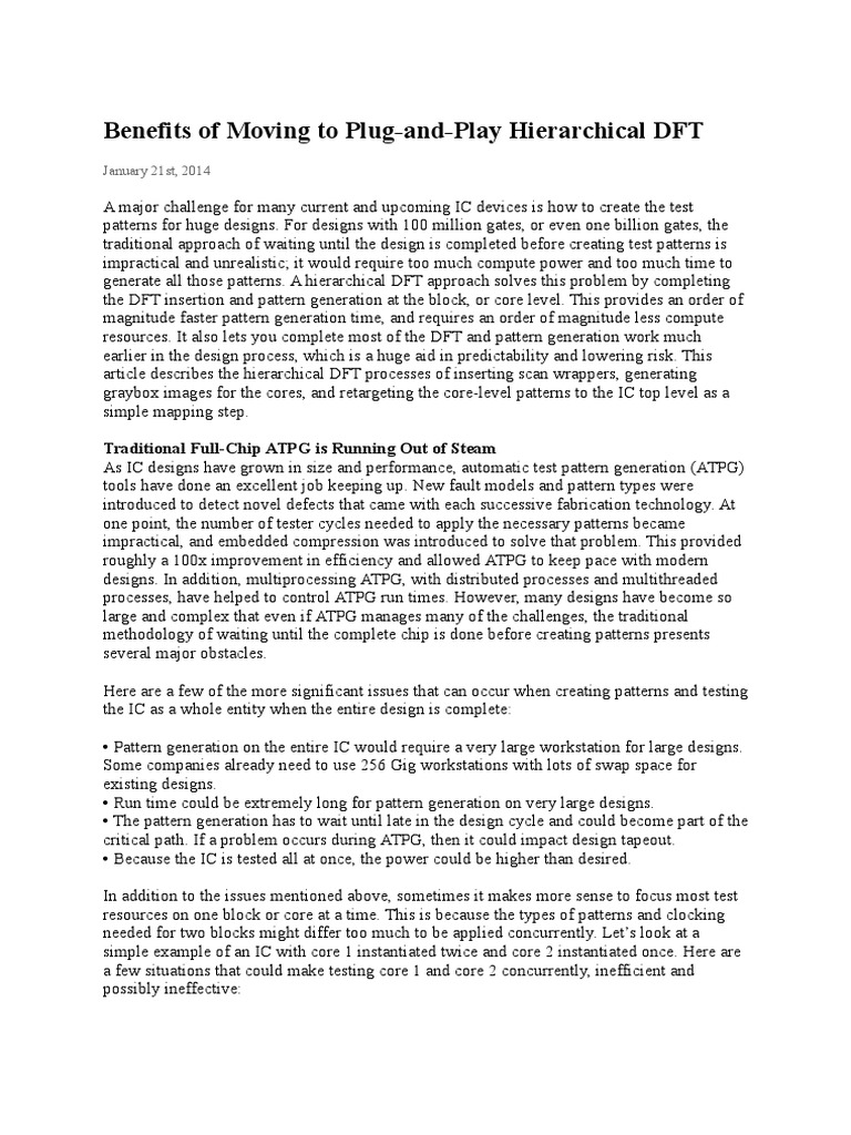 Benefits of Moving To Plug-And-Play Hierarchical DFT | PDF | Computer ...