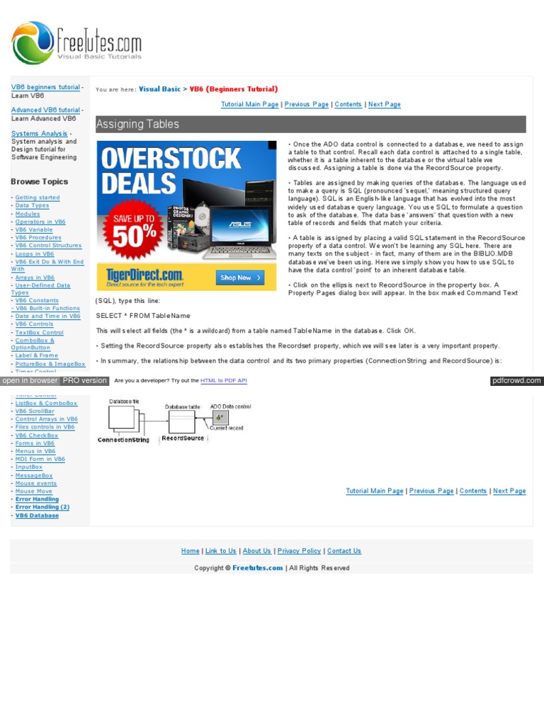 Assigning Tables: VB6 Beginners Tutorial Tutorial Main Page Previous ...