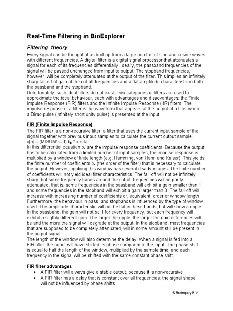 Filtering in BioExplorer | Download Free PDF | Control Theory | Digital ...