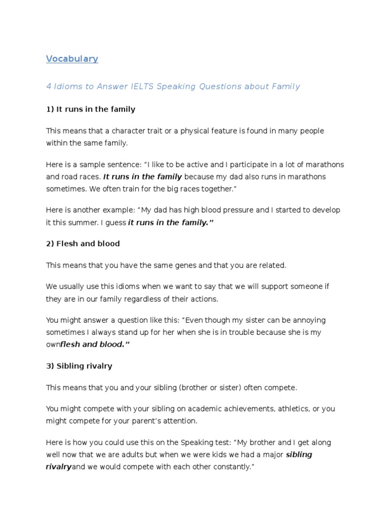 Speaking Topic Family | PDF | Family | Sibling