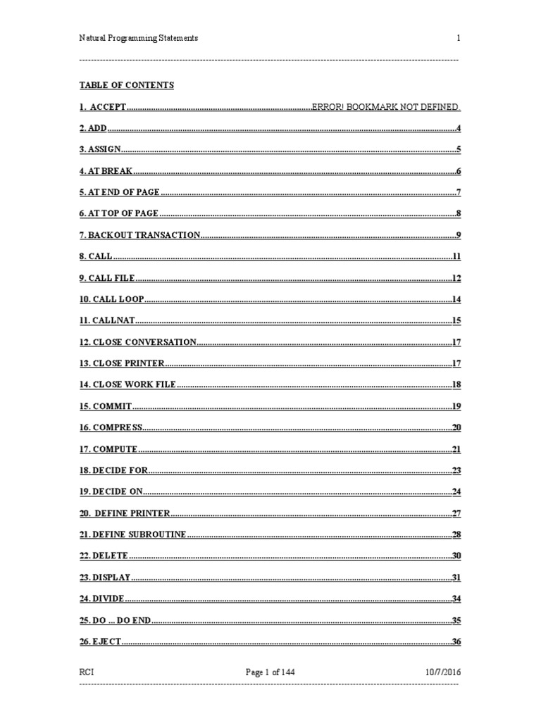 Natural Commands A To Z | PDF | Parameter (Computer Programming) | Subroutine