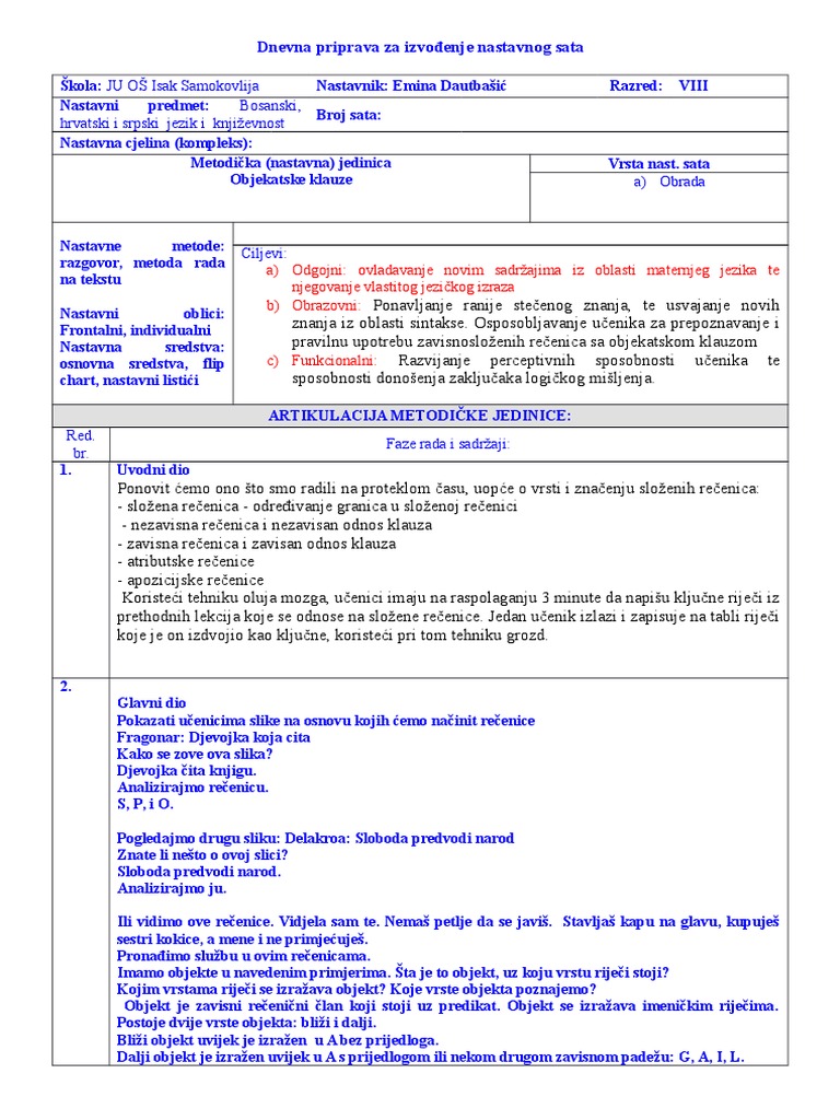 Objekatske Recenice | PDF