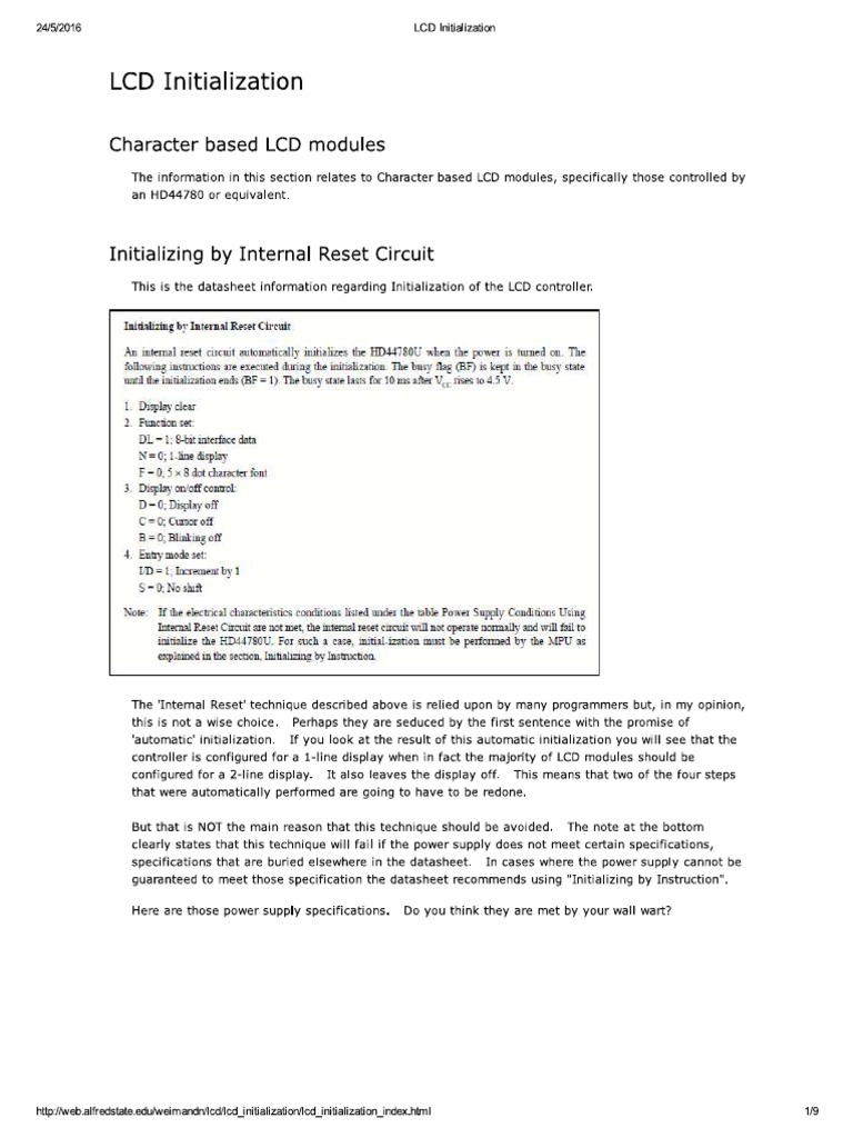 LCD 16x2 Initialization | PDF