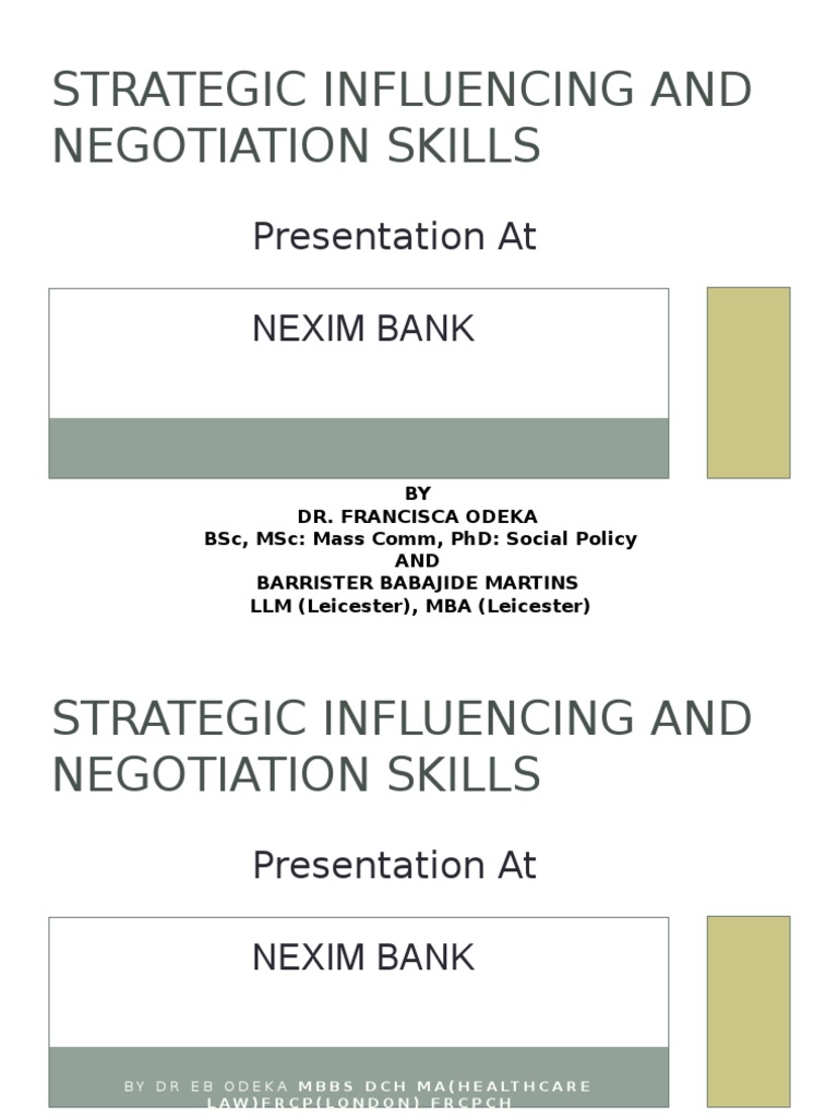 3 Strategic Influencing and Negotiation Skills 2015 | PDF | Negotiation ...