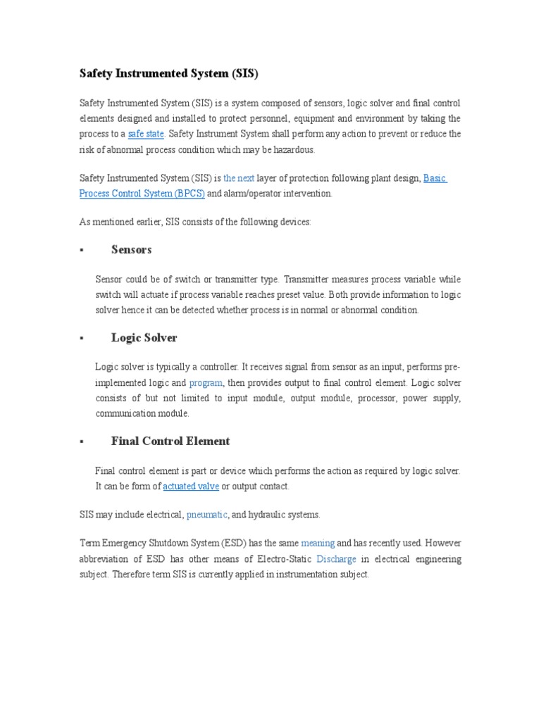 Safety Instrumented System | PDF