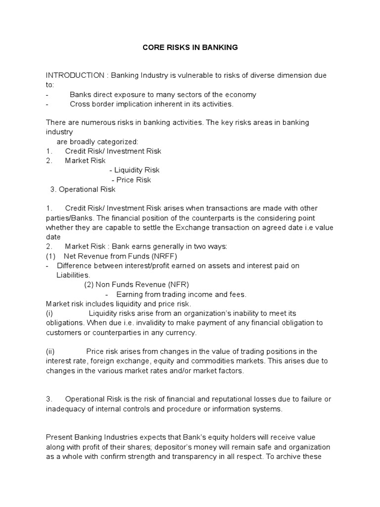 Core Risks in Banking | PDF | Money Laundering | Internal Control