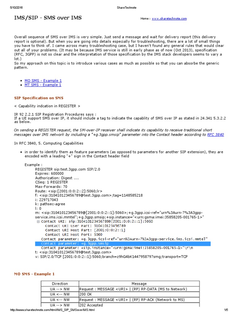 ShareTechnote-SMS Over IMS | PDF | Session Initiation Protocol | Ip ...