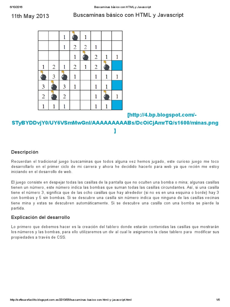 Crea Buscaminas con HTML y JS | PDF | Script Java | HTML