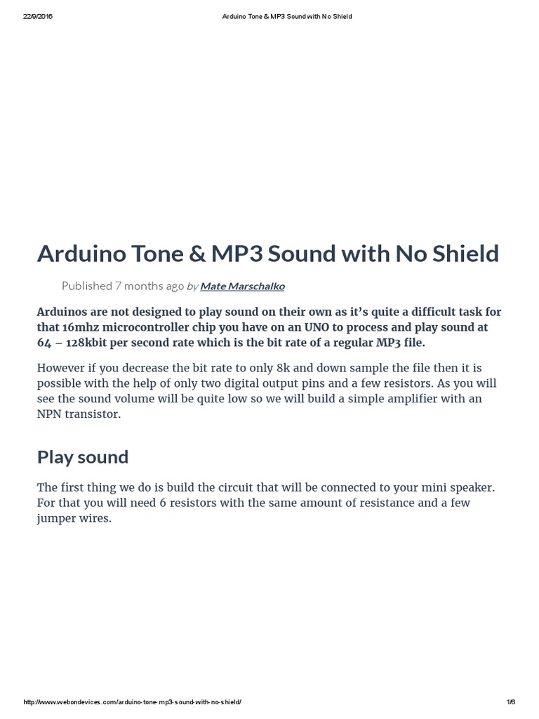 Arduino Tone & MP3 Sound With No Shield | PDF | Arduino | Mp3