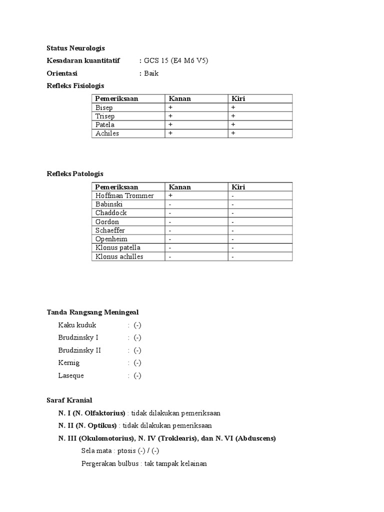 Status Neurologi | PDF