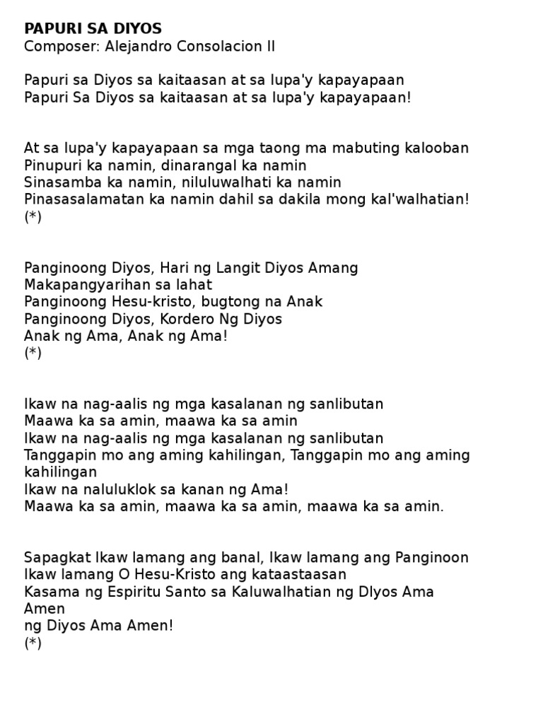 Papuri Sa Diyos Consolacion | PDF