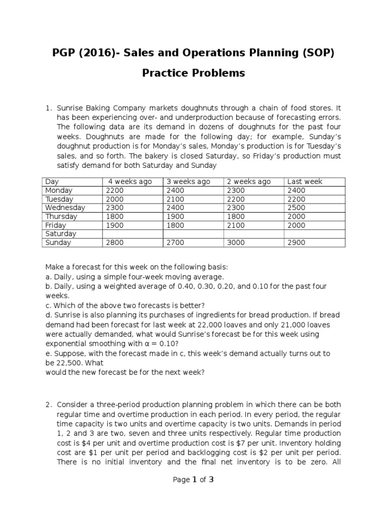 Practice Problems | PDF | Forecasting | Inventory