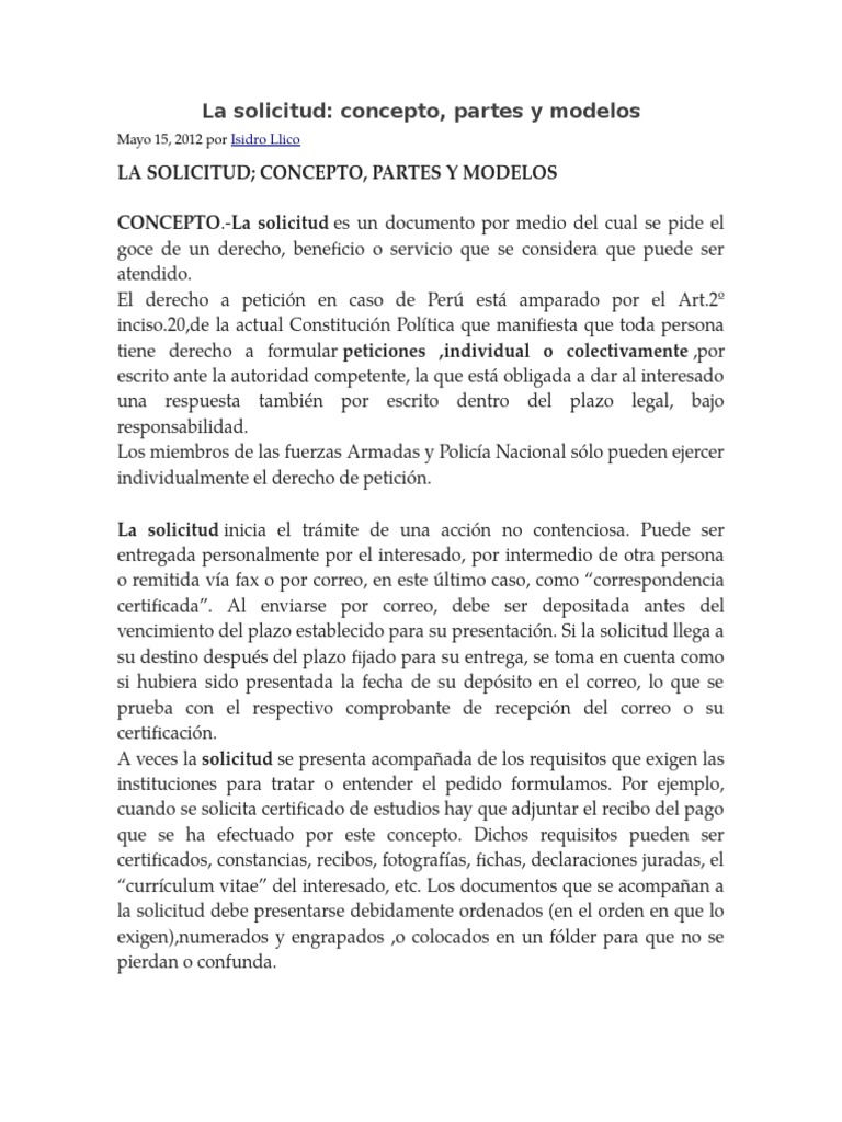 La Solicitud - Modelos y Partes | PDF | Correo