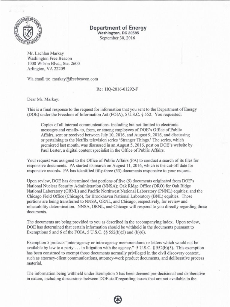 Energy Department Discusses Stranger Things | PDF | Freedom Of ...