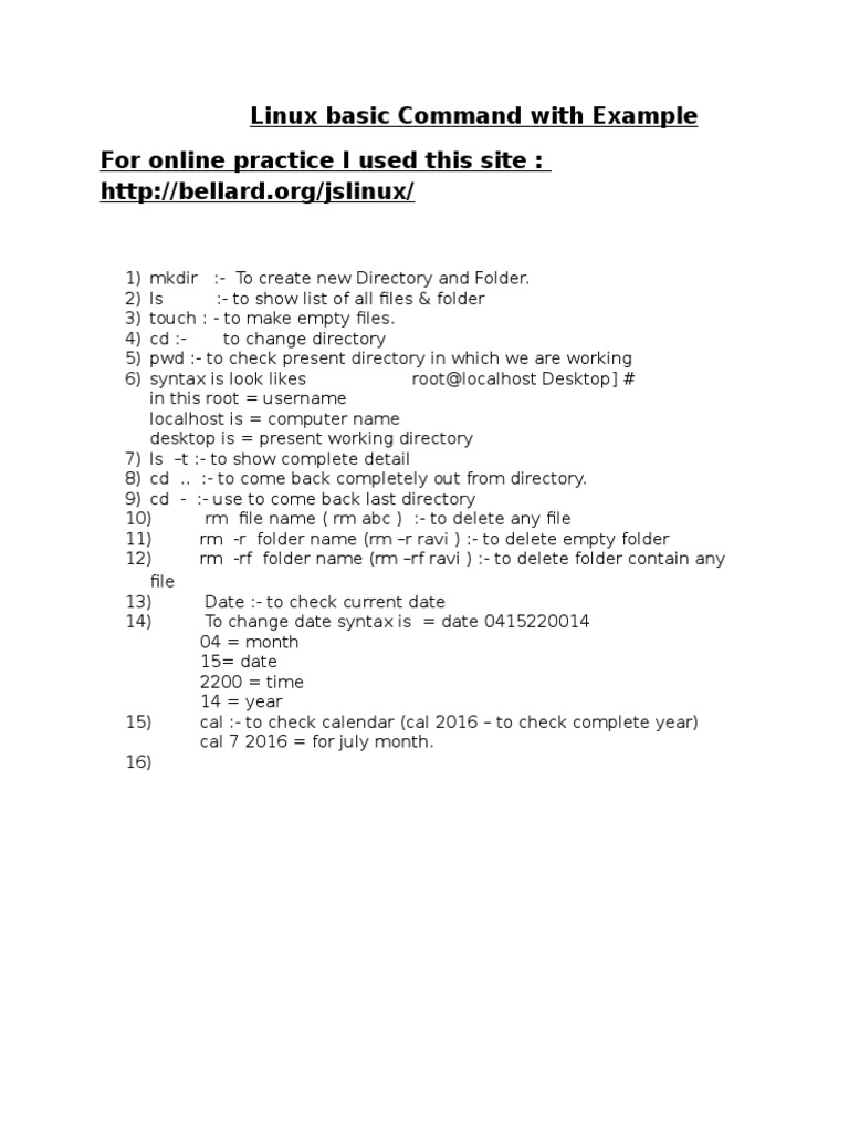 Linux Basic Command With Example | PDF