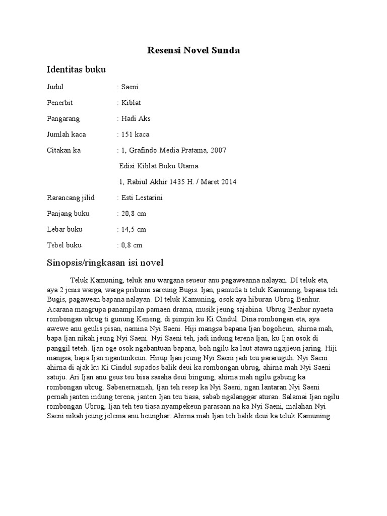 Resensi Novel Sunda | PDF