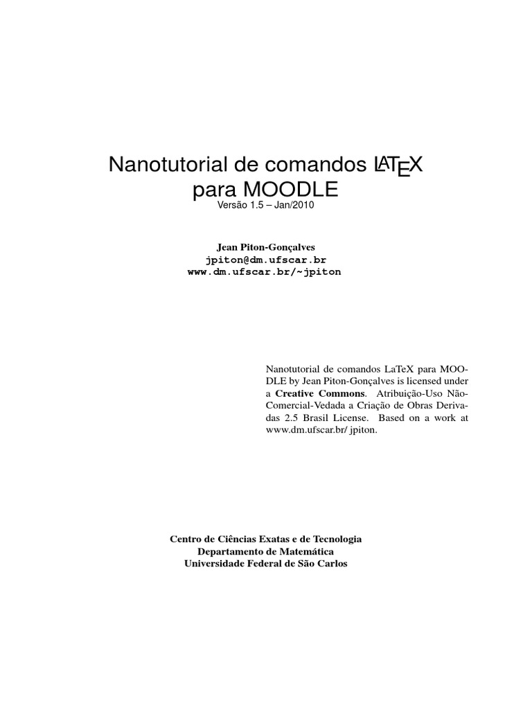 Comandos LaTeX para MOODLE | PDF | Te X | Formatos de arquivo de computador