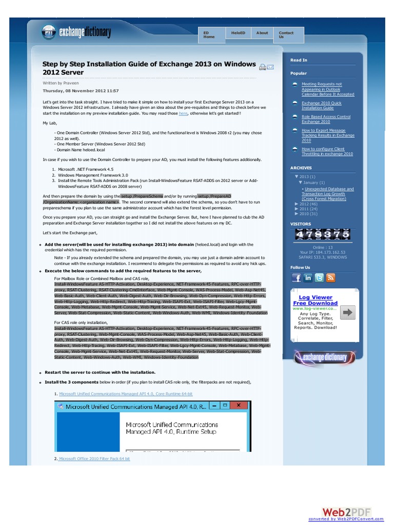 Step by Step Installation Guide of Exchange 2013 On Windows 2012 Server | PDF | Microsoft ...