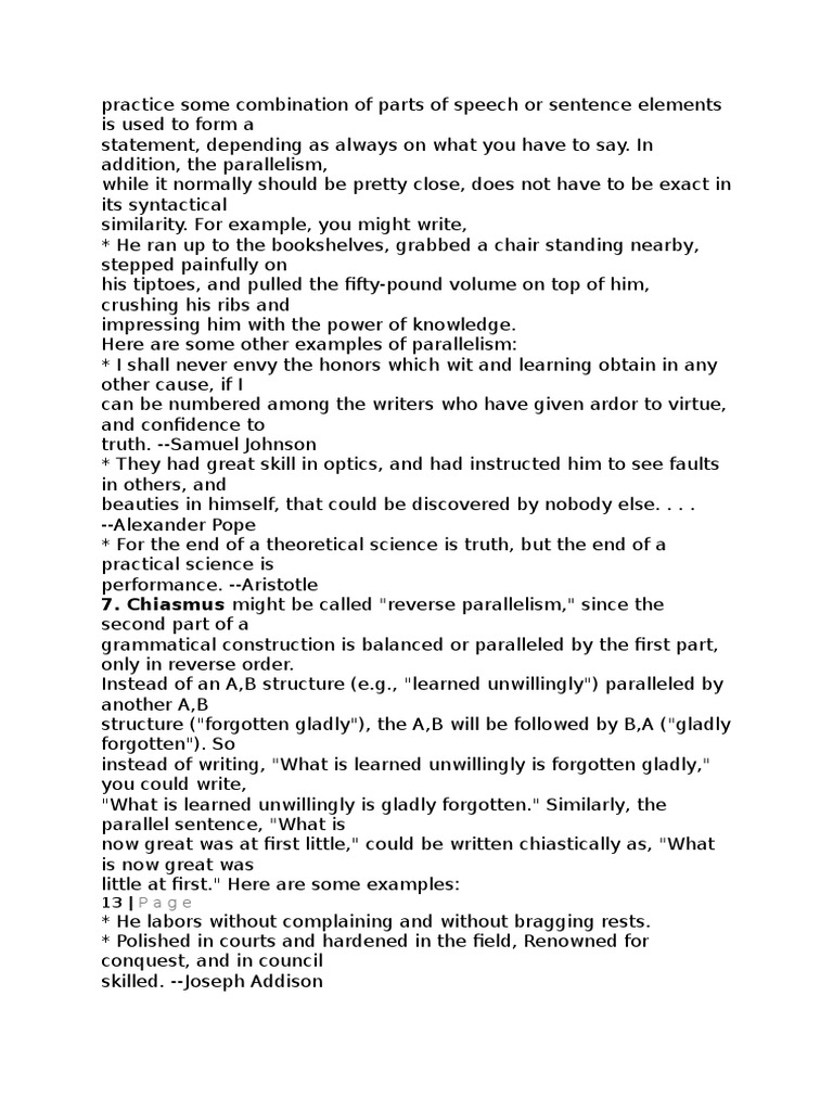 Chiasmus Might Be Called "Reverse Parallelism," Since The | PDF | Philology | Language Arts ...