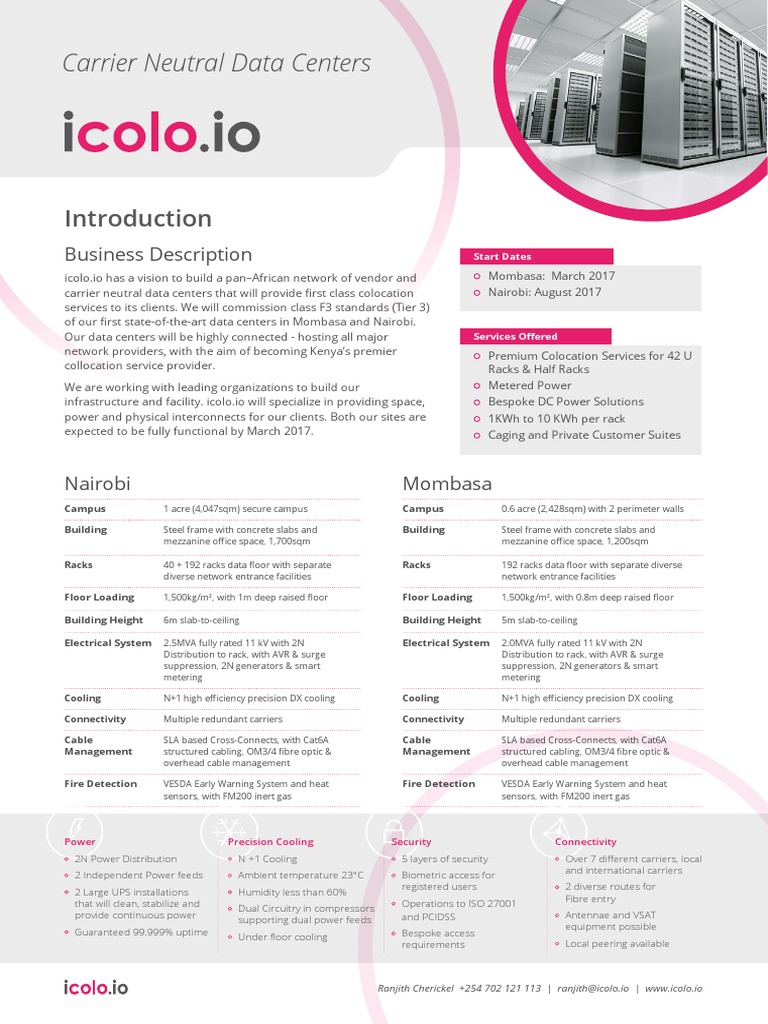 Icolo - Io Fact Sheet | PDF | Nairobi | Data Center